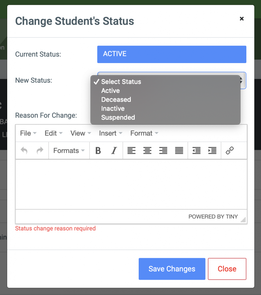 Change Status – OSIS