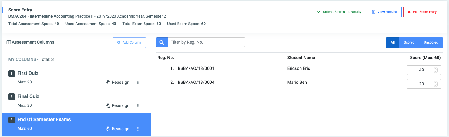 Score Processing – OSIS