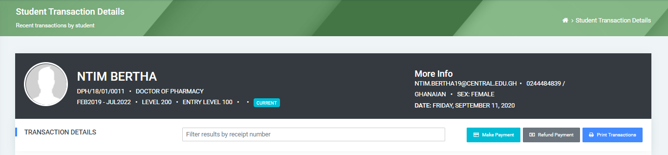 Student Transactions – OSIS