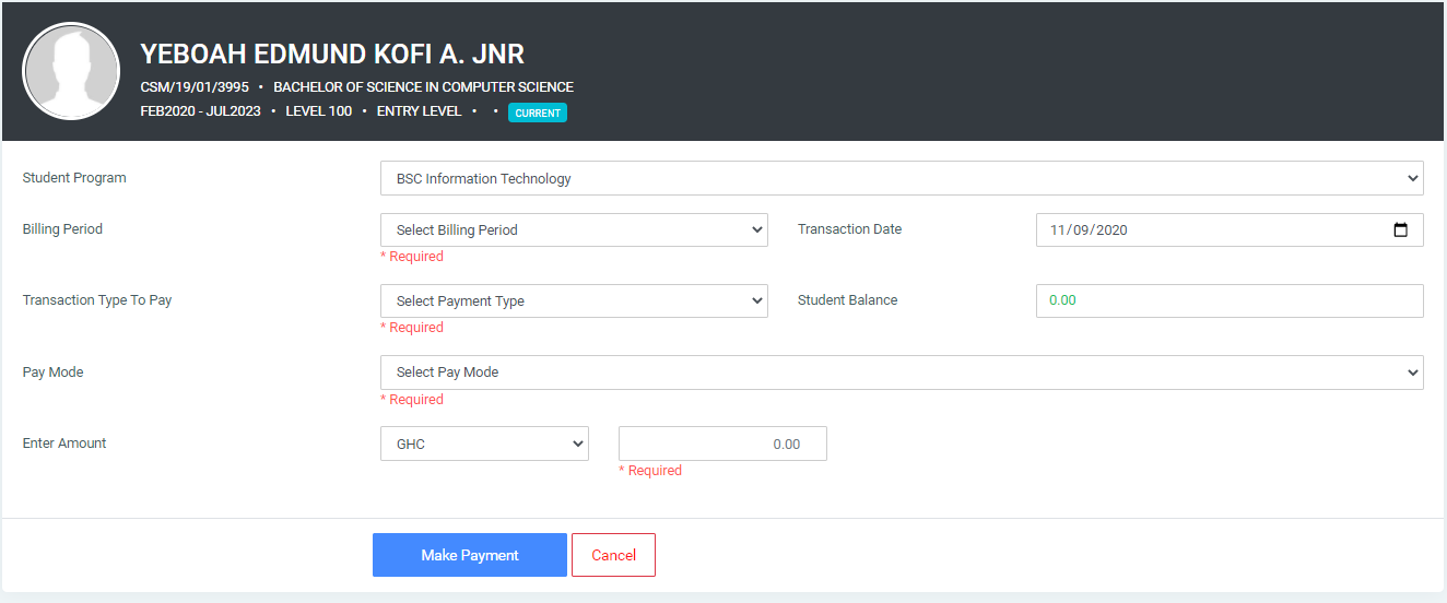 Student Transactions – OSIS