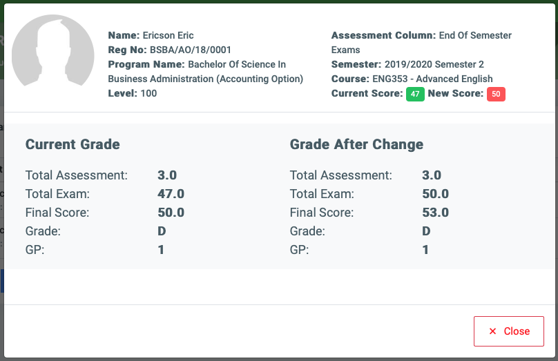 Grade Change Requests – OSIS