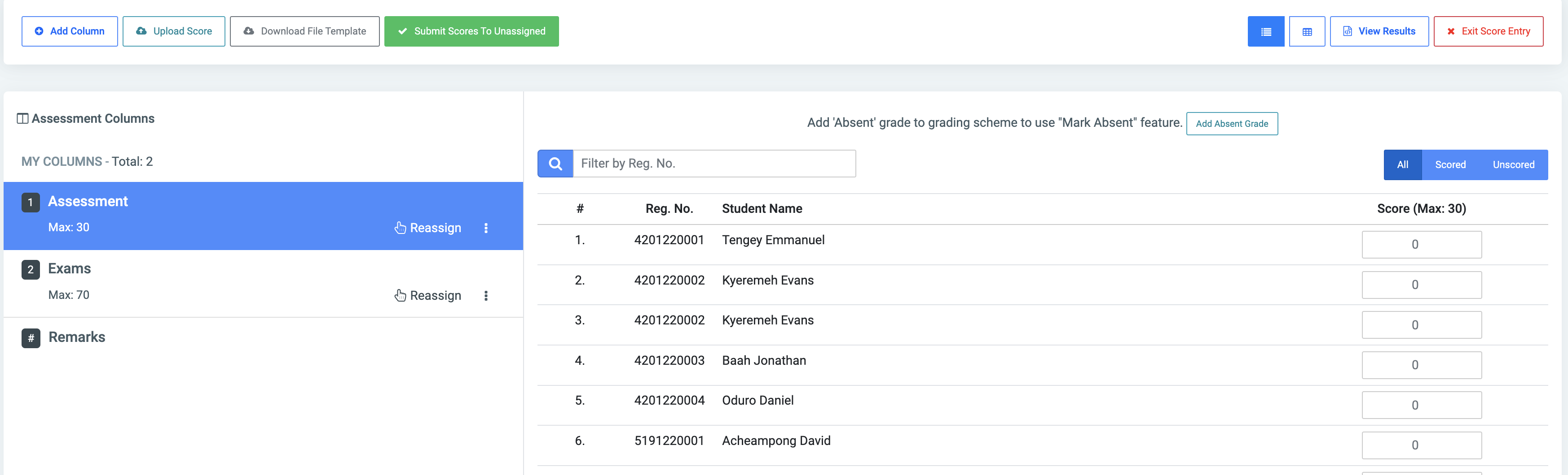Score Processing – OSIS