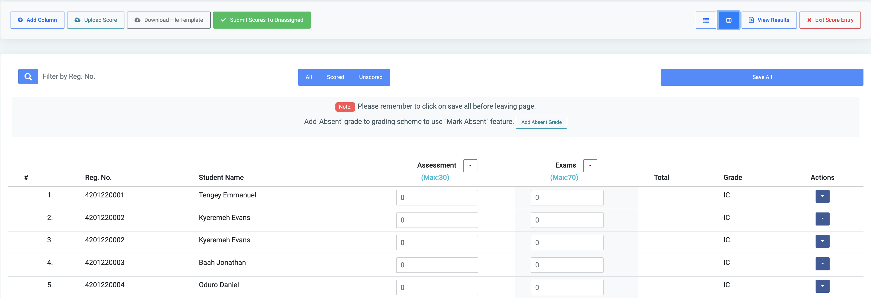 Score Processing – OSIS