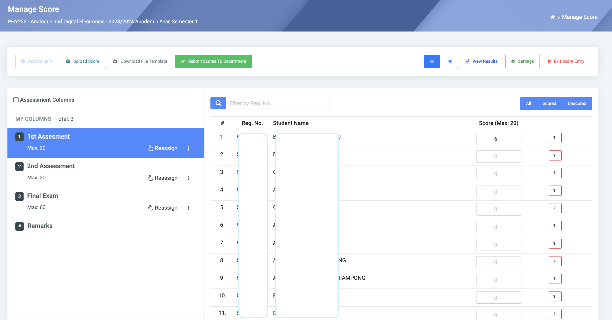 Score Processing – OSIS