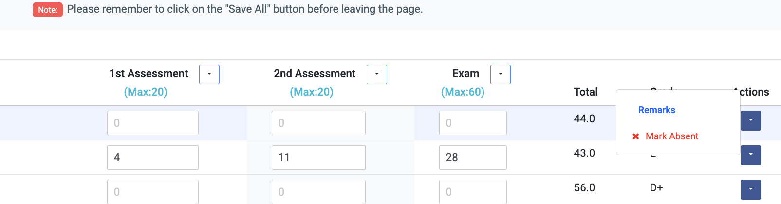 Score Processing – OSIS