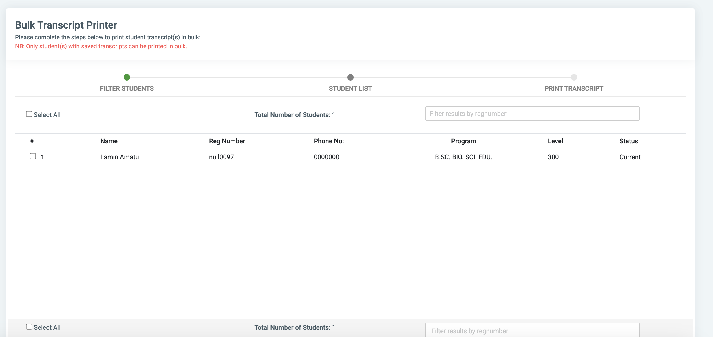 Bulk Transcript Printer – OSIS